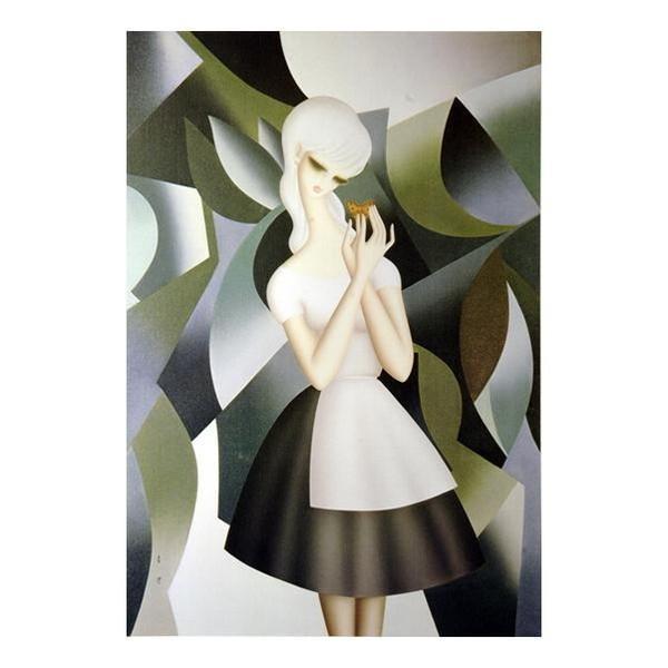 東郷青児『蝶』の複製画です。東郷青児 個人蔵 1970年 原画サイズ(129.5×88.5cm) 生産国:日本 素材・材質:額縁:X52G・木製金箔貼り 仕様:絵画:布製キャンバス10号:目安サイズ(530×455)mm※絵画のみの目安サイ...