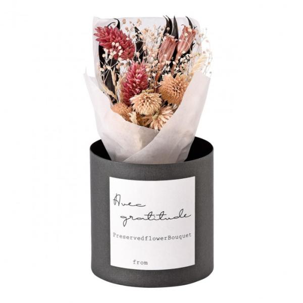 花束のみ花立に差し、お供えする事もできます。 生産国:日本 素材・材質:紙・プリザーブドフラワー・ドライフラワー・オアシス・ペーパーラフィア・防カビシール 商品サイズ:直径72×157mm 重量:40g　※サプライヤー直送品　　