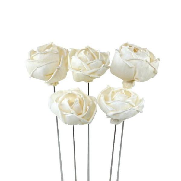 100%天然のソラの木を使用した淡い色合いのクラフトフラワーです。 生産国:日本 素材・材質:ソラフラワー・ワイヤー 商品サイズ:(約)奥行40×高さ40×幅380mm 重量:1本当:2g セット内容:1束/5本　※サプライヤー直送品　　