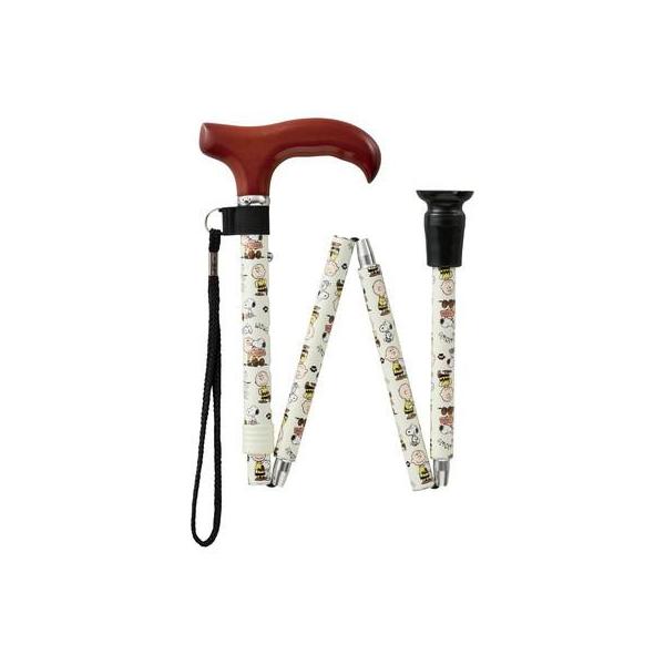 スヌーピーの折りたたみ式ステッキです。 生産国:中国 素材・材質:支柱:アルミ握り部:木杖先ゴム:合成ゴムストラップ:ナイロン 重量:約295g 仕様:長さ:75~85cm(伸縮5段階調節2.5cm間隔)折りたたみ時:約26cm杖先ゴム:φ...