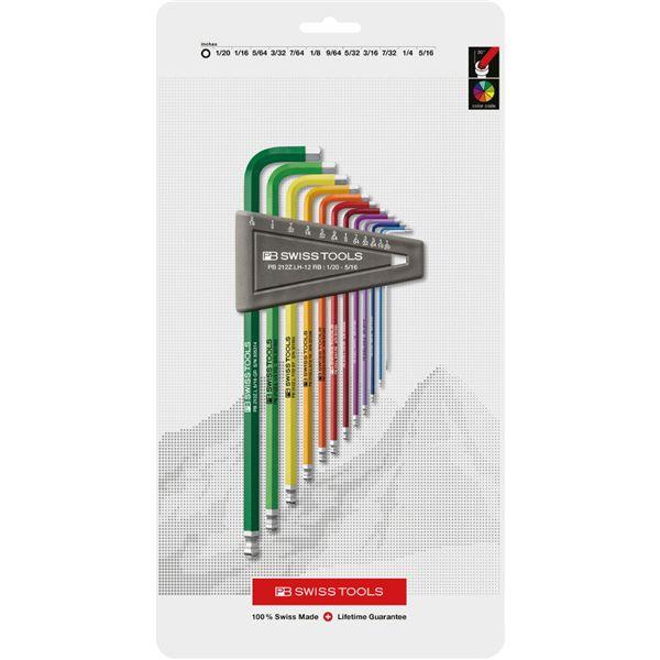 【商品名】 PB SWISS TOOLS ピービースイスツールズ 12本組 レインボーシリーズ インチサイズ ボール付ロング六角棒レンチセット パッケージ仕様 212Z.LH-12RBCN 【ジャンル・特徴】 PB SWISS TOOLS ...