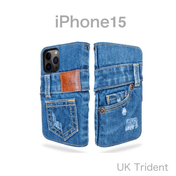対応機種iPhone15UK Trident（ユーケートライデント）オリジナルデザインのデニムiPhoneケース。1点1点職人によるハンドメイドで仕上げたアイフォンケースです。個性的なデザイン・ジーンズと同じ製法で製作した、老若男女問わず人...