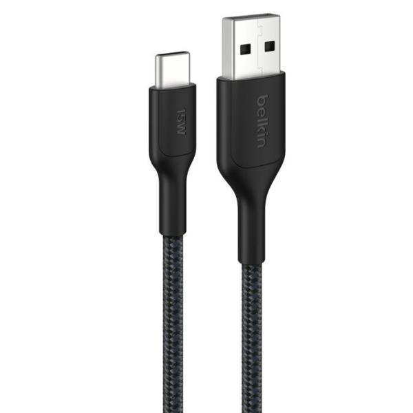【発売日：2025年07月31日】CAB022fq1MBK belkin CAB022fq1M ベルキン BoostCharge Pro USB-A to USB-C 編組ケーブル15W 1M ブラック