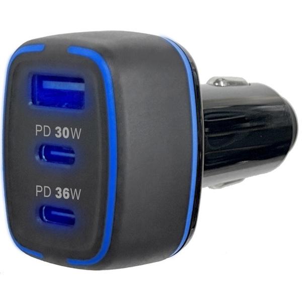 DC-075 カシムラ DC-07 DC075 DC07 シガーチャージャー DC-60W USB3ポート C2A1 USB-PD規格対応 ブラック