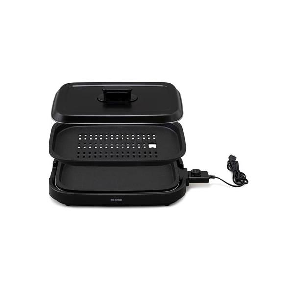 【発売日：2023年07月14日】IHA-A20-B アイリスオーヤマ IHA-A20 IHAA20B IHAA20 網焼き風ホットプレート 2枚プレート ブラック