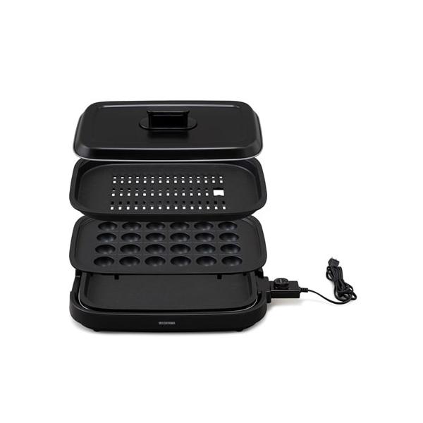 【発売日：2023年07月14日】IHA-A30-B アイリスオーヤマ IHA-A30 IHAA30B IHAA30 網焼き風ホットプレート 3枚プレート ブラック