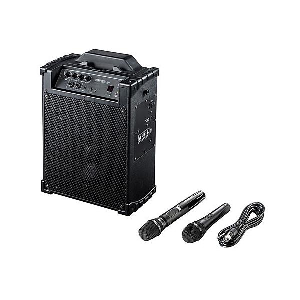 MM-SPAMP10 サンワサプライ MMSPAMP10 SANWA SUPPLY ワイヤレスマイク付き拡声器スピーカー 大出力60W AC電源 充電式、音楽再生