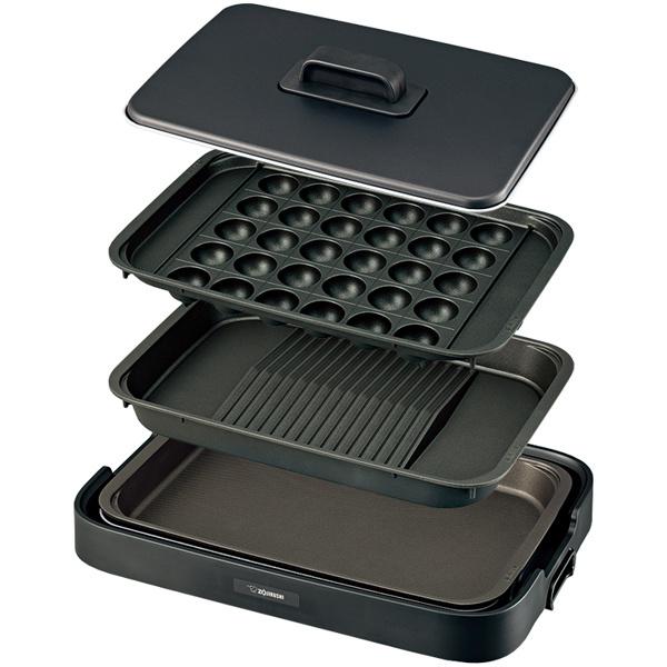 【発売日：2020年08月01日】EA-KJ30-BA 象印マホービン EA-KJ30 EAKJ30BA EAKJ30 ホットプレート やきやき ブラック 深型プレート 傾斜溝つき焼肉プレート 区切り線つきたこ焼きプレート の3枚プレート