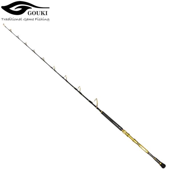 剛樹  EVAグリップ/アルミリールシート ●セット商品/付属品：竿袋、保証書 ●カラー:GD/B ●サイズ:SR17 ●全長:1.7M ●形態:ワンピース ●継数:1本 ●オモリ負荷:300号 ●適合ライン1:40号|【剛樹/GOUKI】...