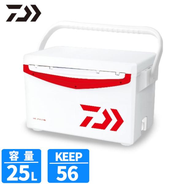 ダイワ  ●カラー:レッド ●サイズ:S2500 ●自重:4.3kg ●容量:25L ●内部寸法1:[縦(奥行)×幅×高さ]22×43×25.5cm ●外部寸法1:[縦(奥行)×幅×高さ]31×58×33.5cm ●断熱素材:(上フタ)スチ...