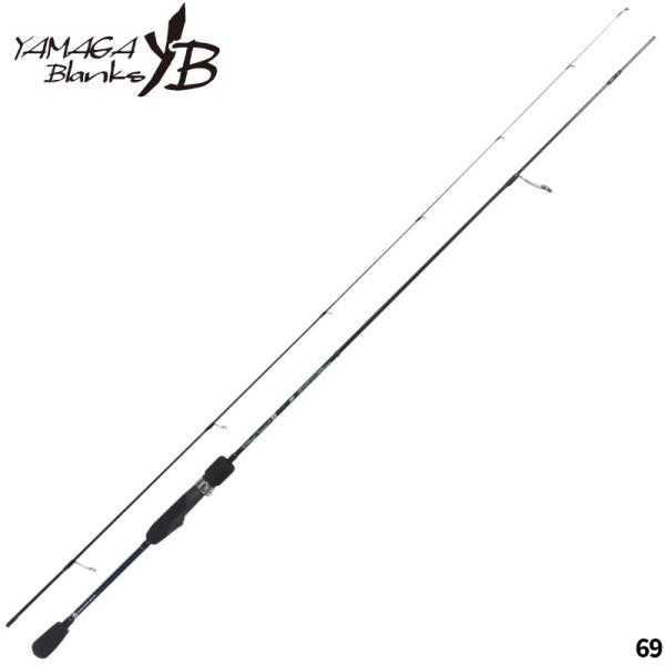 ヤマガブランクス ブルーカレント  ●全長:2.07M ●自重:66g ●形態:逆並継 ●継数:2pcs ●仕舞長さ:106.5cm ●ルアーウェイト1:MAX7g(JH 0.3-7g / Plug 1.6-5g) ●適合ライン1:PE 0...