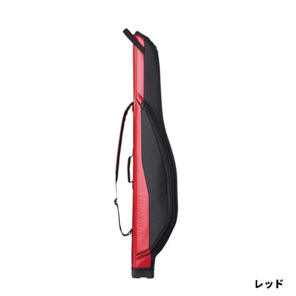 シマノ  ※竿収納目安は竿の仕舞寸法をご参照ください。 ●カラー:レッド ●サイズ:135 ●自重:1.9kg ●内部寸法:9x13x135cm ●素材1:ポリエステル、PVC ●ポケットサイズ:4x20x83|リールインタイプのロッドケー...