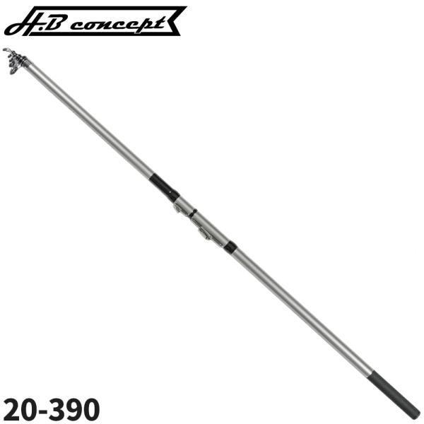 H.B コンセプト  ●セット商品/付属品：取扱説明書、トップカバー ●サイズ:20-390 ●全長:395cm ●自重:254g ●形態:振出 ●継数:4本 ●仕舞長さ:109cm ●先径（外径）:1.7mm ●オモリ負荷:10-20号 ...