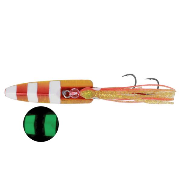 ファルケン R  ※ハリ先は危険です。お取り扱いには十分ご注意ください。 ●カラー:レッドゴールドグロー ●サイズ:100g ●自重:100g ●フック:伊勢尼管付き14号 ●使用糸:高強度・耐摩耗性組糸8号 ●パイプ穴径:約3.9mm ●...