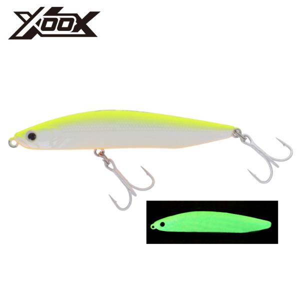 XOOX  ●カラー:グローパールチャート ●サイズ:85 ●全長:85mm ●自重:15g ●フック:ファルケン R トリプルクロー #6 ●ブランド:XOOX ●釣り方、フィールド（詳細）:ソルトルアー ●代表対象魚:スズキ（シーバス・...