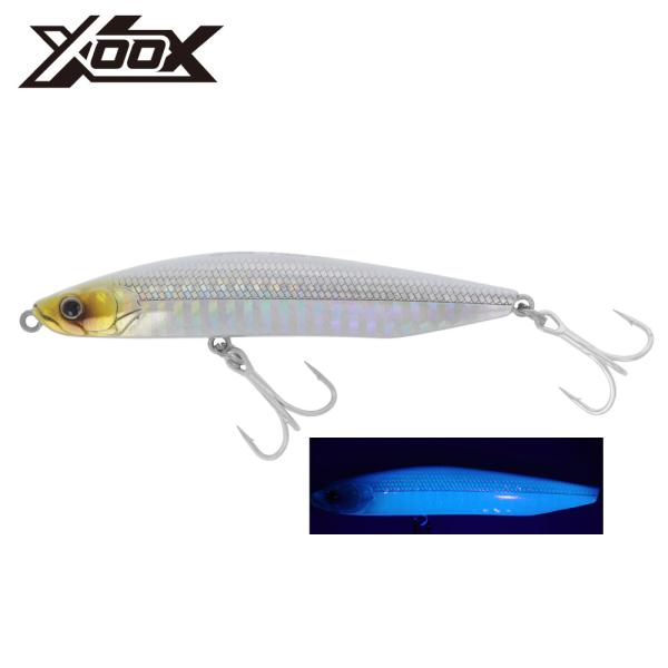 XOOX  ●カラー:UVシラス ●サイズ:85 ●全長:85mm ●自重:15g ●フック:ファルケン R トリプルクロー #6 ●ブランド:XOOX ●釣り方、フィールド（詳細）:ソルトルアー ●代表対象魚:スズキ（シーバス・鱸） ●代...