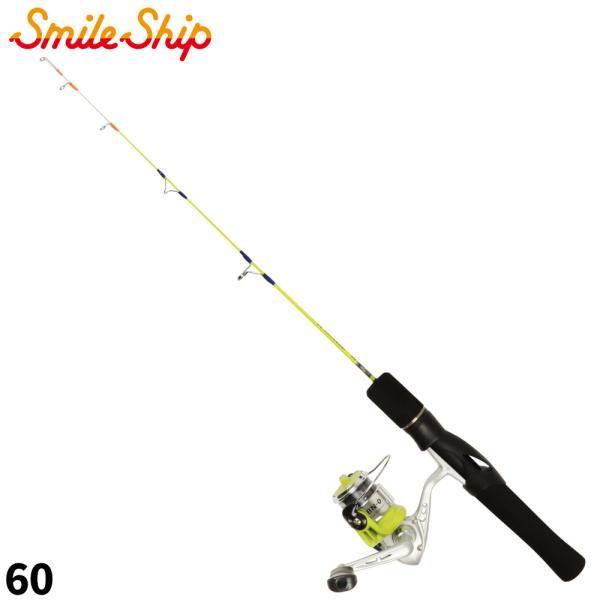 スマイルシップ  ●サイズ:60 ●全長:60cm ●自重:60g ●継数:2本 ●仕舞長さ:44.5cm ●先径（外径）:1.10mm ●オモリ負荷:1-5号 ●グリップタイプ:スピニング ●その他使用素材含有率:グラス繊維 100% ●...