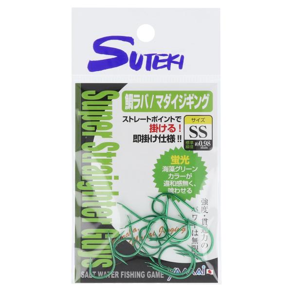 ヤマイ  ●サイズ:SS ●入数:15 ●線径:約0.98mm ●代表対象魚:タイ（鯛）|【ヤマイ/YAMAI】鯛ラバ・真鯛ジギングフック。ストレートポイントで掛ける!!触れたら掛かる仕様。蛍光 海藻グリーンカラーが違和感無く、喰わせます。...