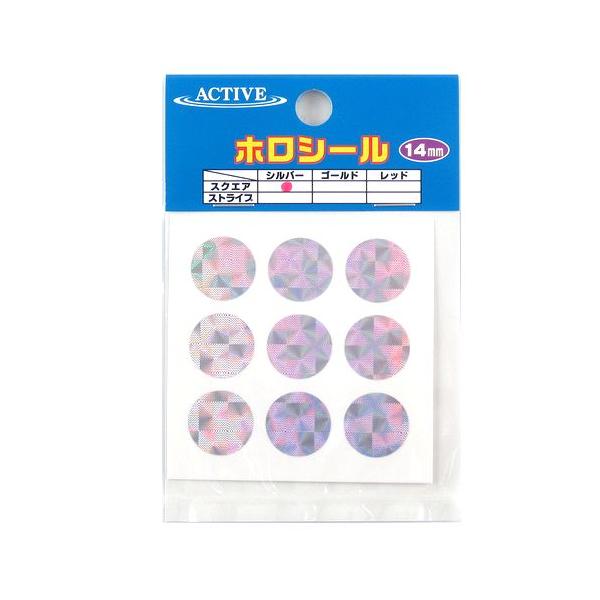 アクティブ  ホロタイプスクエア 入数9枚 ●カラー:シルバー ●サイズ:14mm ●釣り方、フィールド:ソルトルアー（オフショア） ●代表対象魚:タイ（鯛）|鯛ラバ用ホロシール TKM-12-19-07