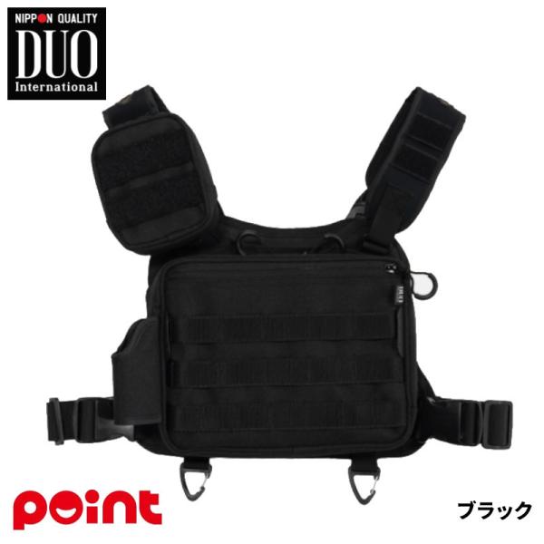 DUO  【主な仕様】・止水ファスナー仕様のシガレットケース付属 ・滑り止め付きネオプレン製肩ベルト ・ロッドホルダー搭載 ・YKK製回転バックル採用による高いフィット感 ・背面ネットホルダーにネットを携行可能 ●カラー:ブラック ●代表対...