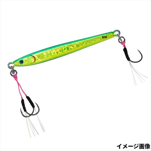 ダイワ  ●カラー:ケイムラMGライムグリーンゴールド ●サイズ:45g ●全長:79mm ●自重:45g ●フック:マダイクワセ#10 (フロント)ツイン (リア)ショート ●素材:タングステン ●タイプ:SLJ用スリムショートジグ ●釣...