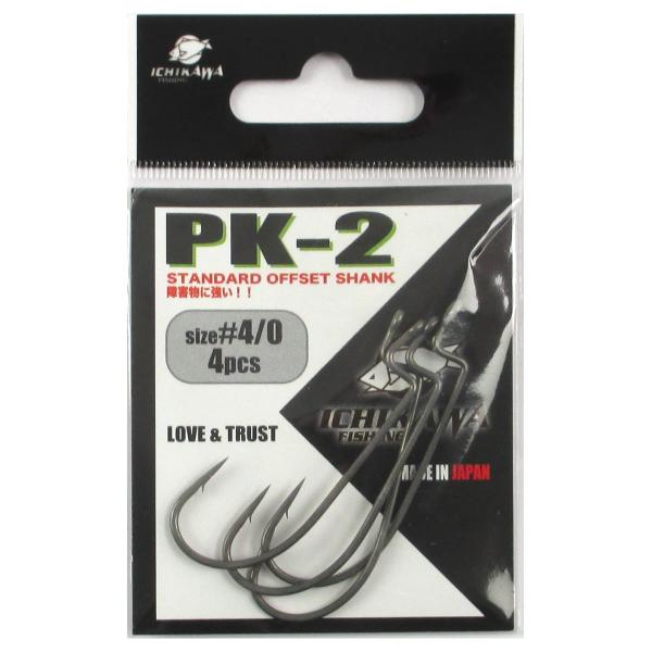 ●サイズ:#4/0 ●入数:4本 ●釣り方、フィールド:淡水ルアー ●代表対象魚:ブラックバス|【イチカワフィッシング/ICHIKAWA FISHING】ワームのタイプやリグを選ばない汎用性の高いオフセットフック。濃いウィードなどの障害物に...