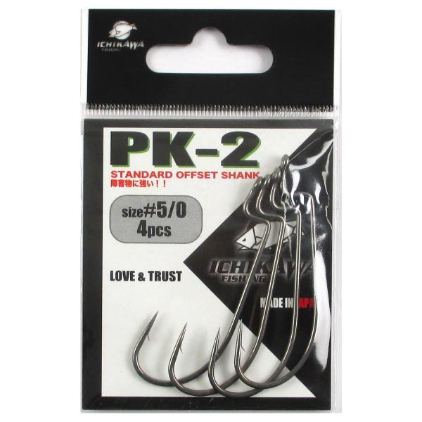 ●サイズ:#5/0 ●入数:4本 ●釣り方、フィールド:淡水ルアー ●代表対象魚:ブラックバス|【イチカワフィッシング/ICHIKAWA FISHING】ワームのタイプやリグを選ばない汎用性の高いオフセットフック。濃いウィードなどの障害物に...