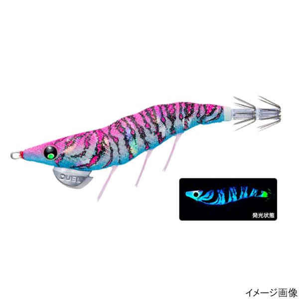 デュエル EZ-Q  ●カラー:10.BLMP ブルー夜光マーブルピンク ●サイズ:3.0号 ●自重:14.5g ●沈下速度:約3.5秒/m ●ボディカラー:ブルー夜光ボディ ●発光ピーク波長:488nm ●釣り方、フィールド:エギング(餌...