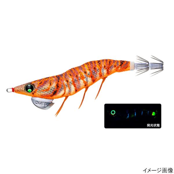 デュエル EZ-Q  ●カラー:11.BLBW ブルー夜光ゴールドブラウン ●サイズ:3.0号 ●自重:14.5g ●沈下速度:約3.5秒/m ●ボディカラー:ブルー夜光ボディ ●発光ピーク波長:488nm ●釣り方、フィールド:エギング(...