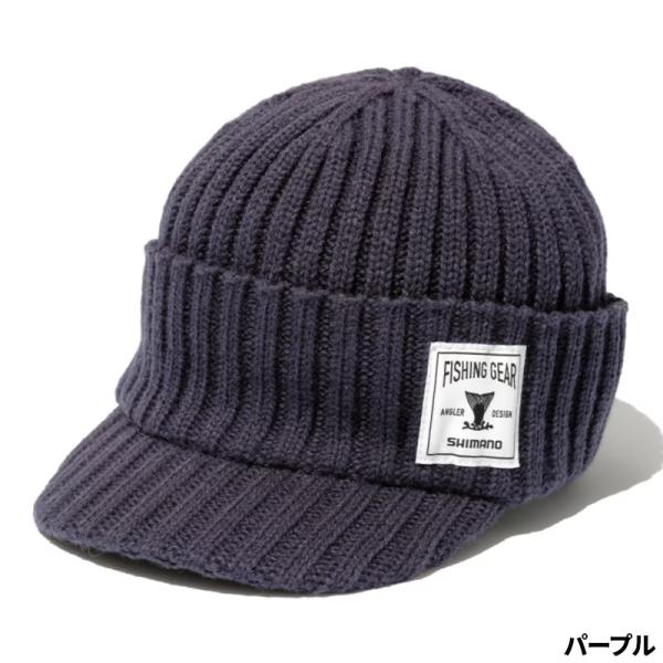 シマノ  ●カラー:パープル ●サイズ:フリー ●素材1:表地アクリル70% 毛30% 庇裏ポリエステル100%|ウール混の混紡糸で仕上げたソフトタッチのつば付きニットキャップです。保温性が高く、適度なツヤがあり、フィッシングシーンはもちろ...