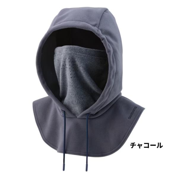 シマノ  ●カラー:チャコール ●サイズ:フリー|ゴアテックス ウィンドストッパー素材の防風フリースを採用し、保温性に優れたフードウォーマー。フェイスウォーマー部分はサイズ調整可能なアジャスター付きで、口元は通気孔があり呼吸しやすい設計。寒...