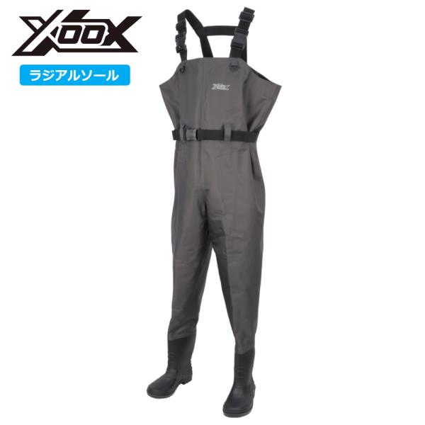 XOOX  ・左右非対称バックル ・内側にファスナーポケット※防水仕様ではありません。 ・ウエストベルト ・PVC一体成型ブーツ ●カラー:ダークグレー ●サイズ:L ●サイズ（詳細）1:ブーツ 26.0cm ●素材1:表地 ポリエステル1...