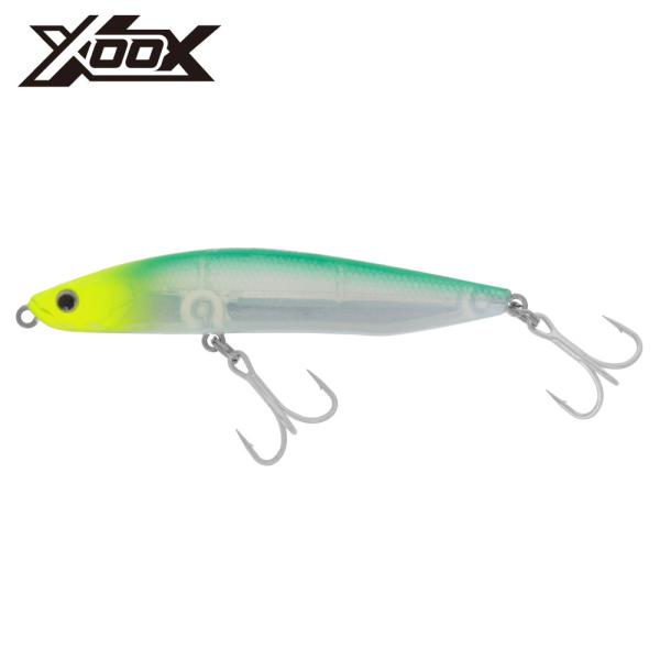 XOOX  ●カラー:チャートミント ●サイズ:85 ●全長:85mm ●自重:15g ●フック:ファルケン R トリプルクロー #6 ●ブランド:XOOX ●釣り方、フィールド（詳細）:ソルトルアー ●代表対象魚:スズキ（シーバス・鱸） ...