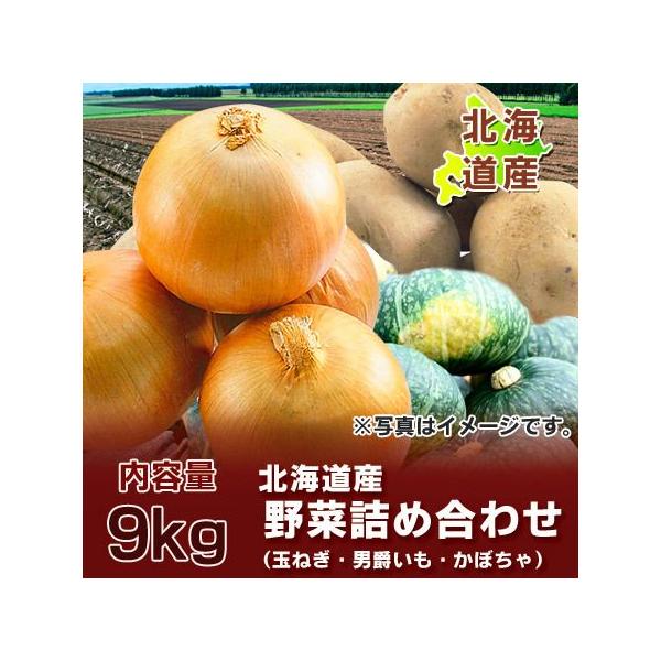名称：野菜 男爵いも / 玉ねぎ / かぼちゃ内容量：北海道 だんしゃくいも Lサイズ / たまねぎ Lサイズ / 南瓜 1玉おまかせ 約9kg ( 9キロ )(箱含む総重量)(箱入)※かぼちゃの品種は、季節によって異なります。保存方法：野...