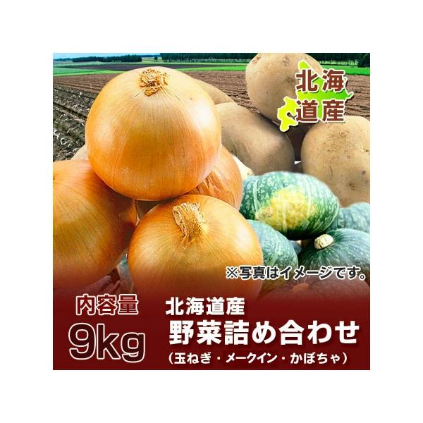 名称：野菜 メークイン / 玉ねぎ / かぼちゃ内容量：北海道 じゃがいも メークイン Lサイズ / たまねぎ Lサイズ / 南瓜 1玉※かぼちゃの品種は、季節によって異なります。おまかせ 約9kg ( 9キロ )(箱含む総重量)(箱入)保...