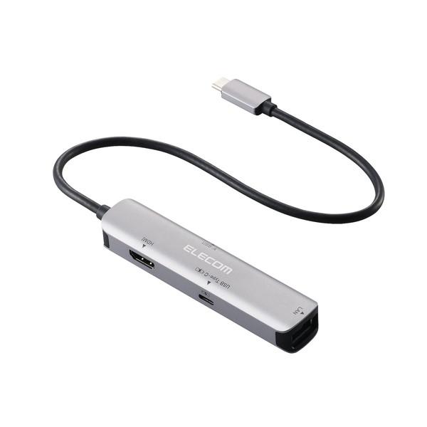 USB Type C ドッキングステーション ハブ 4-in-1 PD 92W出力 USB-C ×1 USB-A ×1 HDMI ×1 RJ45 ×1 【 Windows 11 10 macOS iPadOS 等対応 】 シルバー