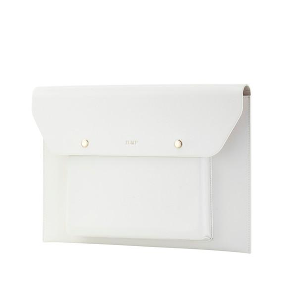 パソコンケース 14インチ レザー スリム PCケース フロントポケット付 【 14inchまでの MacBook Pro / Air ノートパソコン 等収納対応 】 ILMF ホワイト