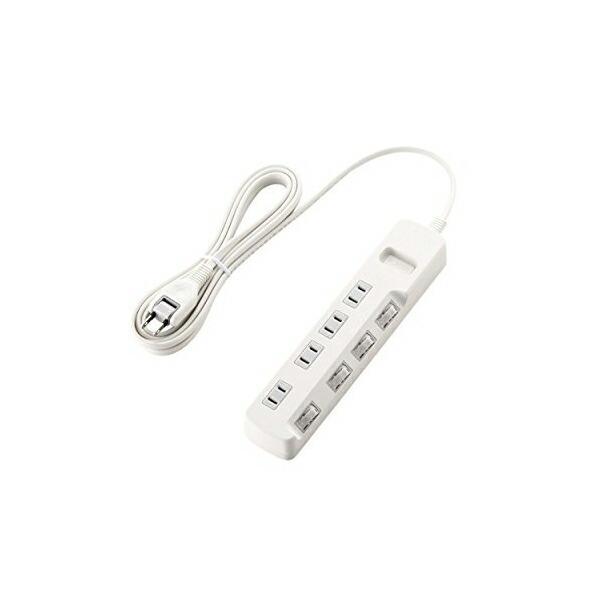 【2個セット】エレコム T-E5A-2430WH 電源タップ 延長コード 3m 4個口 ホワイト 2ピン 個別スイッチ タップ コード OAタップ スイングプラグ 省エネ 節電 白 2P