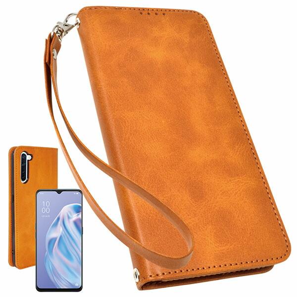 shizukawill OPPO Reno3 A 手帳型 ケース カバー 本革調 レザーケース OPR3ALBR