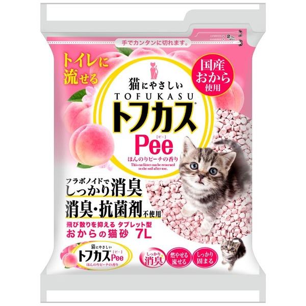 ペグテック トフカス Pee 7Lピンクの砂にほんのりピーチの香り付き。ピンクの砂にほんのりピーチの香り付き。転がりにくい形状で飛び散りを抑え、固まりも抜群です。おからのフラボノイド効果でしっかり消臭します。【分類】猫用トイレ砂【商品サイズ...