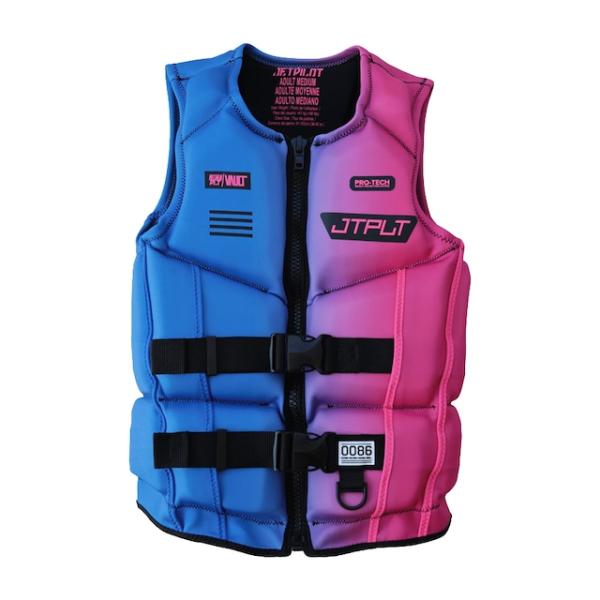 フロントファスナー・２バックルタイプ浮力体部をブロック分けして運動性も最大限に引き出します。ストレッチの効いているエコプレン素材は軽量で運動性抜群フィットし最高の着心地を与えてくれます。JCI予備検査承認済Ｄリング・ホイッスル付きサイズ（腹...