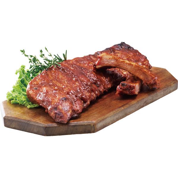 バックリブ（骨付きロース肉）に特製バーベキューソースを塗り直火バーナーで香ばしく焼き上げました。電子レンジまたは湯せんで温めるだけで簡単にお召し上がりいただけます。バーベキューバックリブ（豚肉）４５０ｇ【賞味期限】365【アレルゲン】卵・乳...