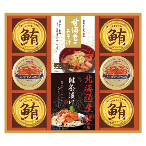 こだわりの厳選素材をたっぷりと、ぜいたくな味わいとくつろぎの一時をお贈りします。【セット内容】セット内容/鮪油漬フレーク （70g）×4、紅ずわいがにほぐし身 （55g）×2、甘海老みそ汁 （7.5g×3袋）・北海道産鮭茶漬け（4g×3袋）...