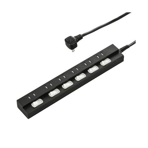 6口ブラック/6個口1m/HS-TPK61PBT-K・Size:6個口1m・パッケージ個数:1・【 特 長 】　 PCなどの精密機器を雷から守る、雷に強い節電タップ　 安心の雷ガード　 熱に強いPBT樹脂使用、発熱を抑えるモジュール設計で耐...