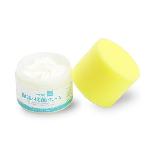 レザーケアムショク/100g/29120000・パッケージ個数:1・皮革製品に栄養・保革・抗菌効果を与える大容量デリケートクリーム 塗付スポンジ付き・【用途】靴、財布、レザーウェア、バッグ等の皮革製品・合成皮革・スクワランオイル・カルナバワ...