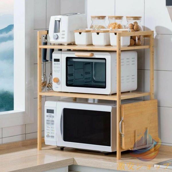 【レンジラック】電子レンジの上を便利な収納空間に変えるレンジラック。調味料・調理器具などをまとめて置けば、調理スペースも広がり効率アップ。