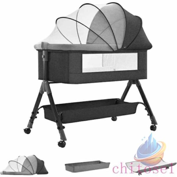 商品の寸法:95L x 55W x 81H cm   特徴:シェイク可能, 折りたたみ式, 高さ調節可能, 大人用ベッドと接続可能   材質:鉄+リネンコットン+プラスチック   この商品について   展開サイズ：(約)95x55x81cm...