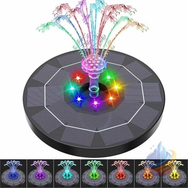 【商品寸法 (長さx幅x高さ)】 17.8 x 16.7 x 4.8 cm   【LEDライト8個】ソーラー噴水ポンプにはカラフルなLEDライトが8個付いており、10色以上の色が自動的に変わり、夜の庭をより美しくします。 1500mAhのバ...