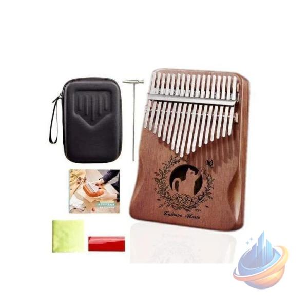 期間限定200円クーポン カリンバ 17キー 猫柄 可愛い 親指ピアノ カリンバ 17音 C調 Kalimba チューニング済み 高級保護ケース付き 楽器 カリンバ 初心者セット
