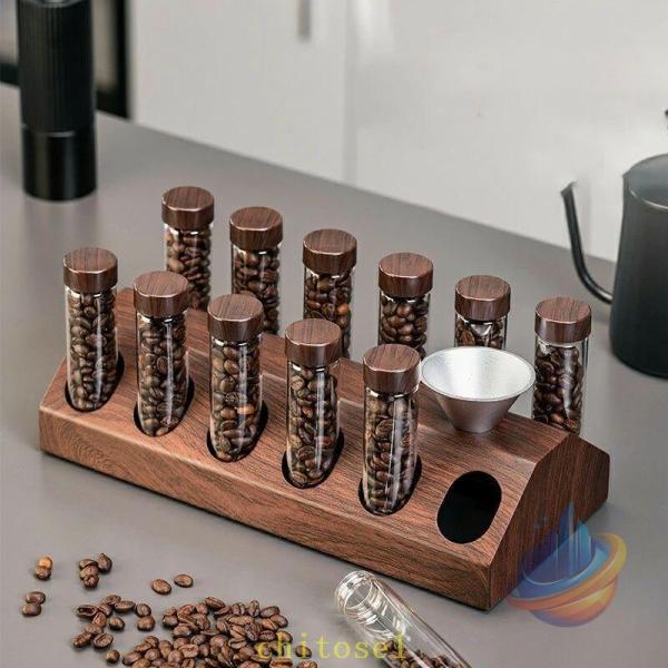 コーヒー豆保存容器 コーヒーキャニスター 一方通行エキゾースト高密閉性 ロート付き 6/12個セット 計量キャニスター 珈琲豆収納 コーヒー豆保存チューブ 豆香瓶 保存瓶 コーヒーグッズ 珈琲豆ストッカー 耐熱ガラス おしゃれ収納